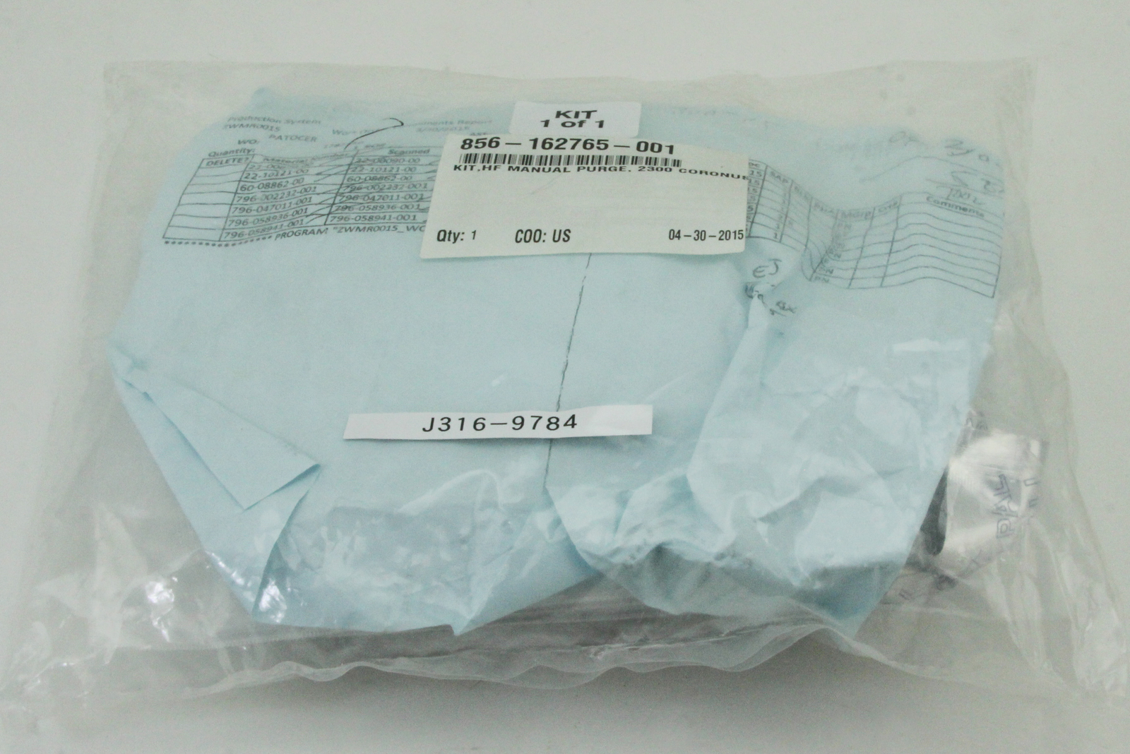 9784 LAM RESEARCH KIT, HF MANUAL PURGE, 2300 CORONUS (NEW) 856-162765 ...