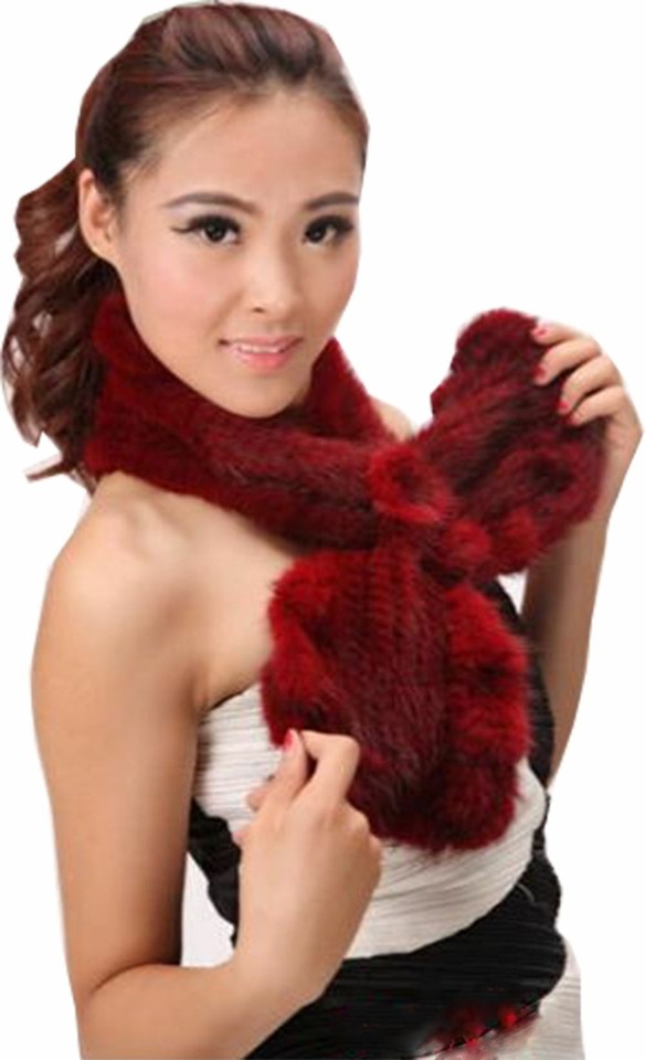 Real Mink Fur Scarf Falbala Women's Winter Warm Neckerchief Brown Black ...