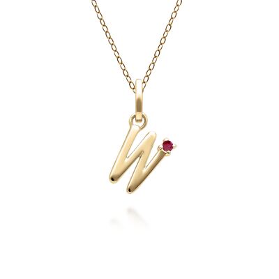 Initial W Ruby Letter Necklace in 9ct Yellow Gold | eBay