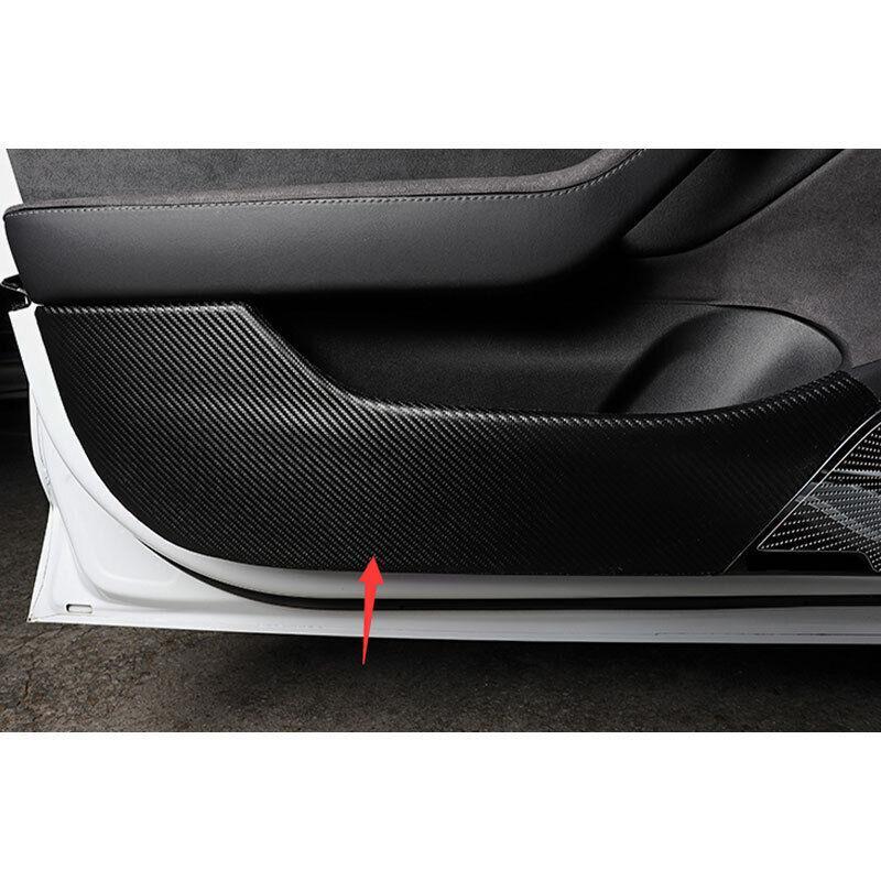 For Tesla Model 3 2017-23 Leather Carbon Fiber Inner Door Anti-Kick ...
