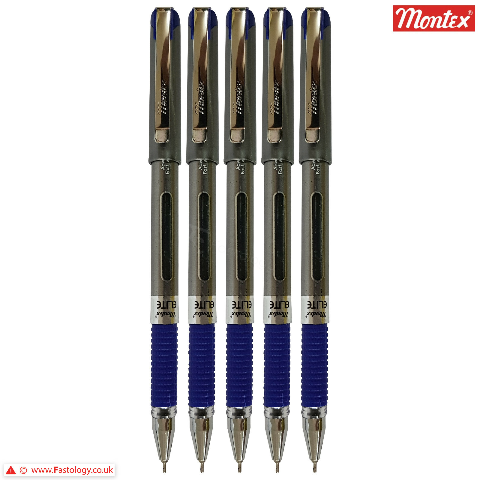 BLUE BALLPOINT PENS 0.7mm Fine MONTEX Elite x5 x10 Quality Ball Pens ...