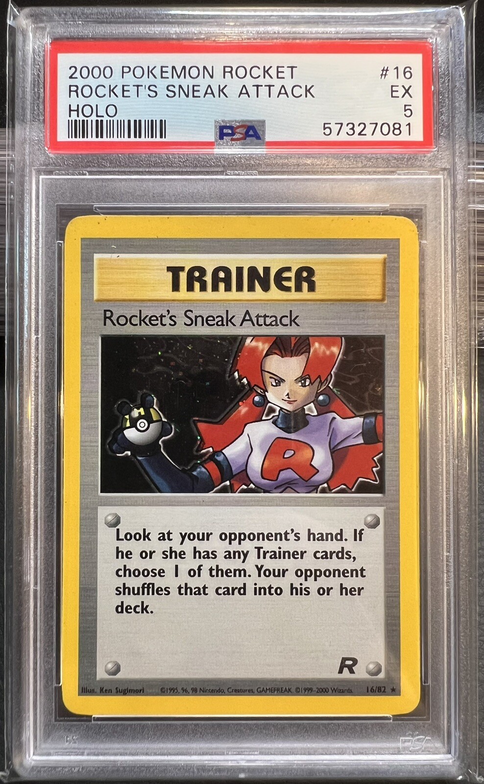 2000 Pokemon Rocket Rocket's Sneak Attack PSA 5 Holo 16/82 Trainer Card ...