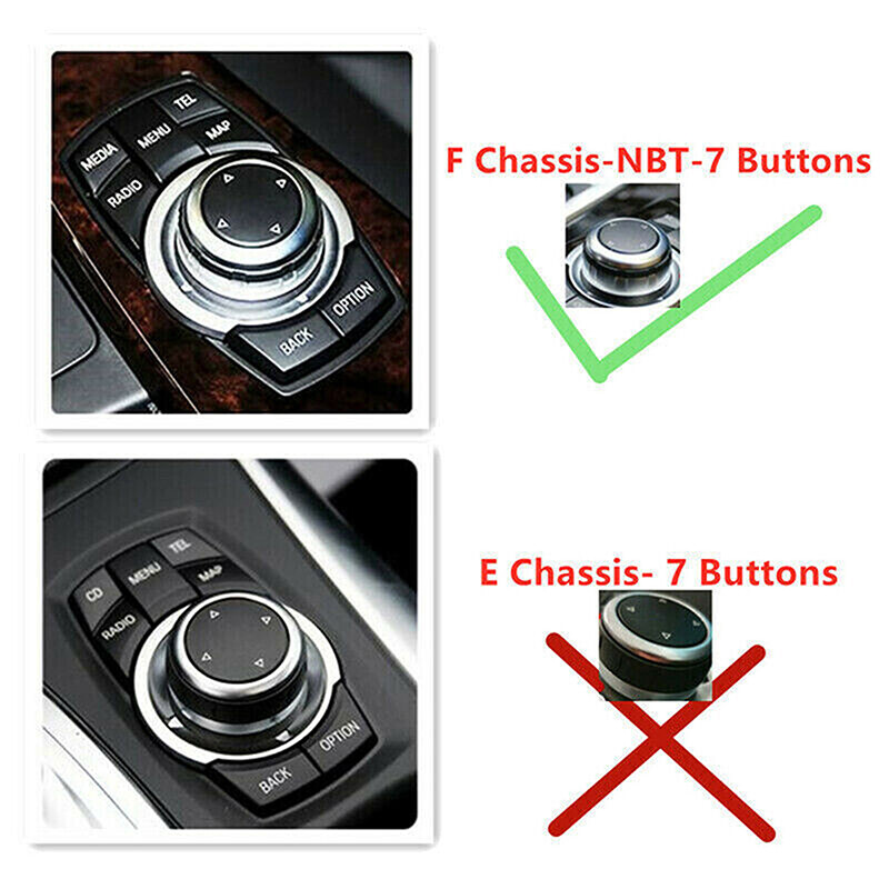 Car Big Multi Media Knob Cover iDrive Button Trim Black Fits For BMW ...