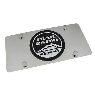 Jeep Trail Rated Logo On Polished Stainless Steel License Plate (Chrome ...
