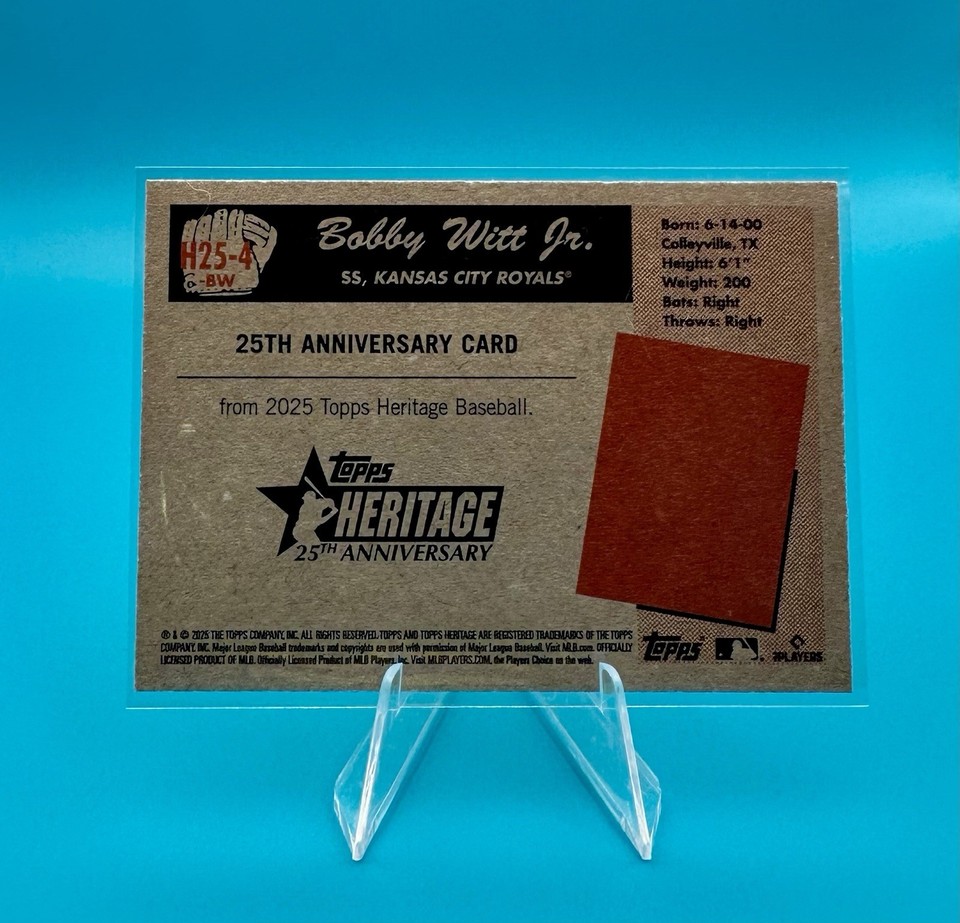 2025 Topps Heritage Bobby Witt Jr. #H25-4 25th Anniversary RC | eBay