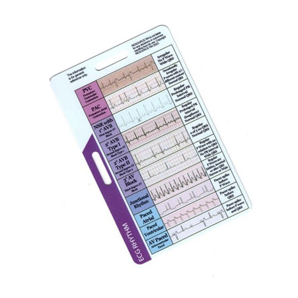 ECG/EKG Rhythm Card Sided EKG Rhythm Interpretation Badge Card ECG Rate ...