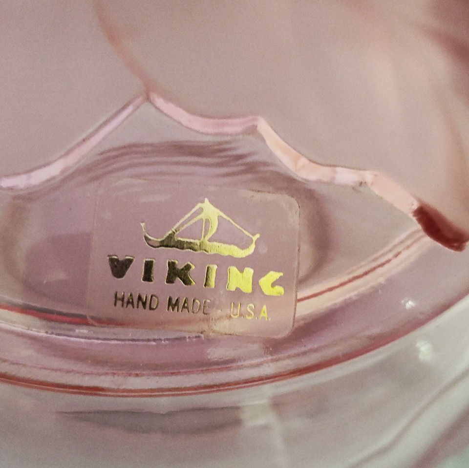 Vintage Viking Glass Pink Frosted Covered Candy Powder Dish (D19A) | eBay