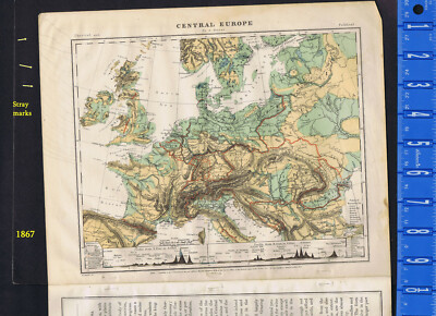 1867 Guyot Physical & Political Map of Central Europe - Clearance Item ...