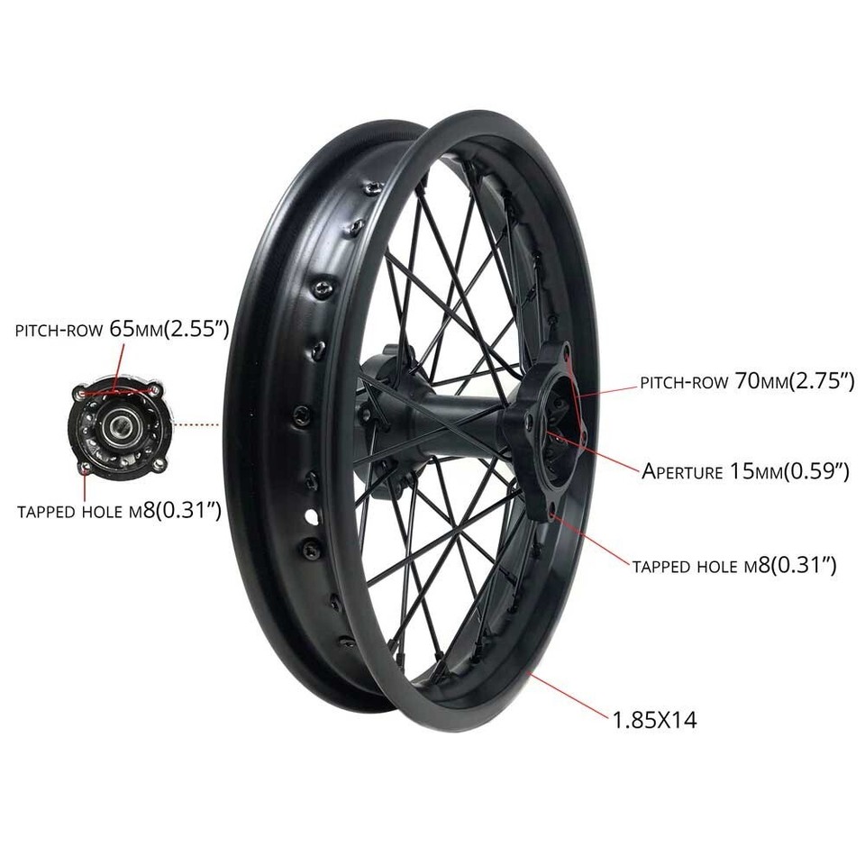 Wheel Set Front Rim 17"x1.6 Rear Rim 14"x1.85 for Off Road Dirt Bikes ...