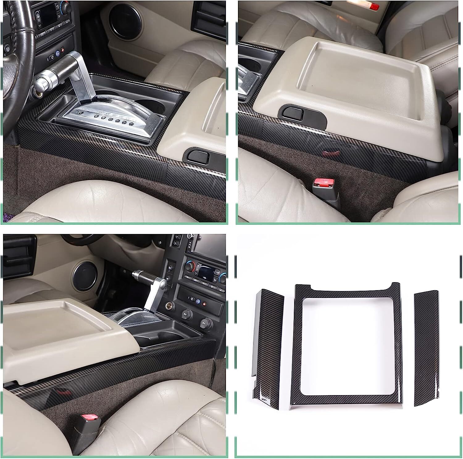 24PCS Carbon Fiber ABS Interior Central Control Cover Trim For Hummer ...
