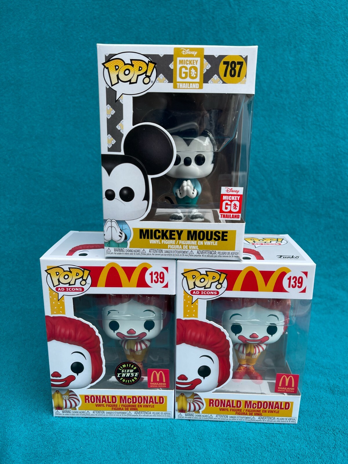 Funko Pop! Ronald McDonald GITD CHASE + Common + Mickey Bundle Thailand ...