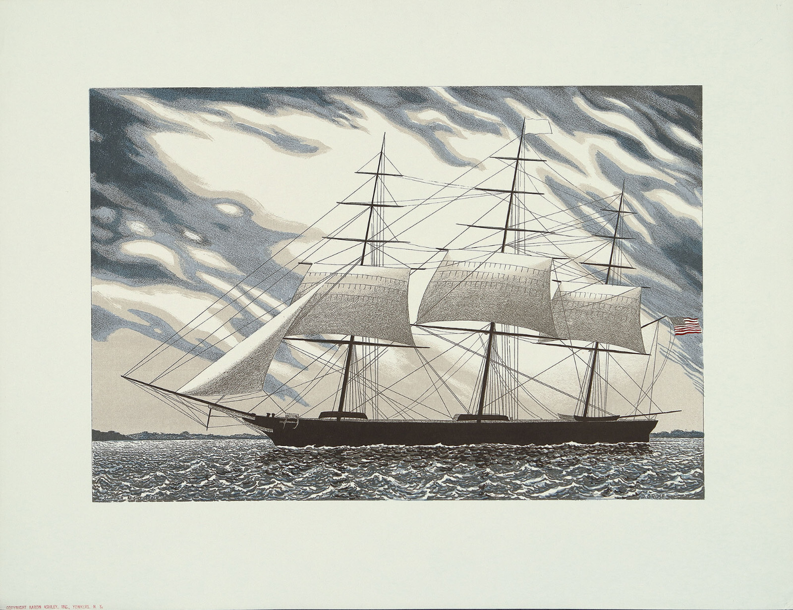 DAVID GROSE Vtg XRare 1963 Serigraph USS CLIPPER NIGHTINGALE, Aaron ...
