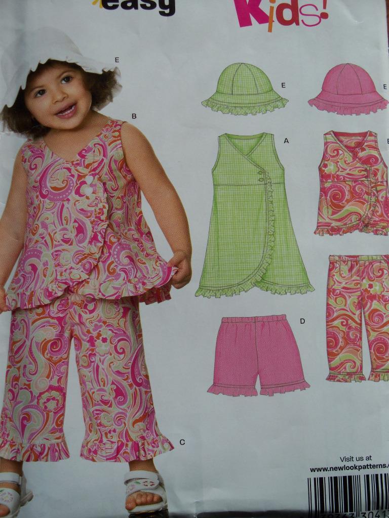 NEW LOOK 6689 TODDLER GIRLS RUFFLED SUNDRESS TOP PANTS HAT PATTERN SZ 1 ...