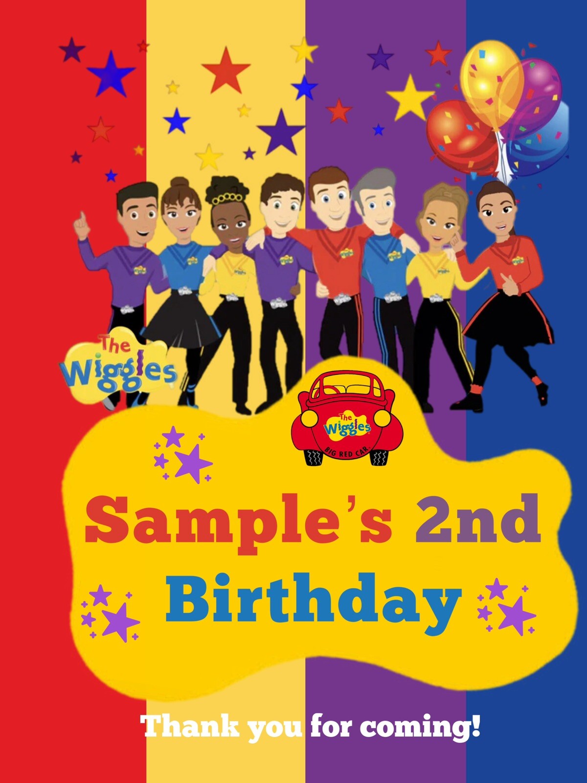 16 x Wiggles Kids Theme Birthday Party Labels Stickers Personalised Bag ...