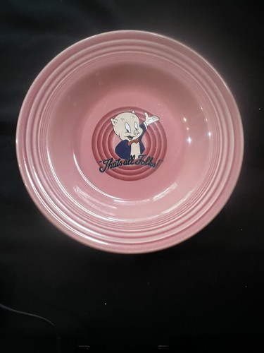 Fiestaware Pink Porky Pig “That’s All Folks” Rimmed Soup Bowl | eBay