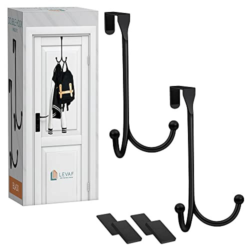 2-Pack Over The Door Hooks - with 2 Hang Heads & Snug Fit Pads Heavy ...