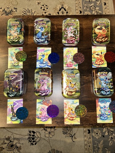 Pokemon Prismatic Evolutions Opened Mini Tins Empty No Packs, Set Of 8 ...