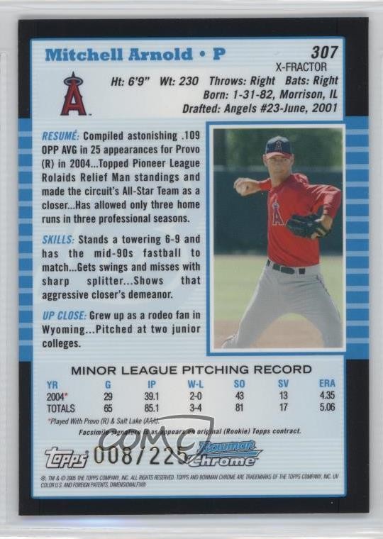 2005 Bowman Chrome First Year X-Fractor 8/225 Mitch Arnold Mitchell ...