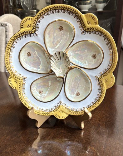Rare Antique Limoges 5 well Shell Iridescent Oyster Plate 9.5” | eBay