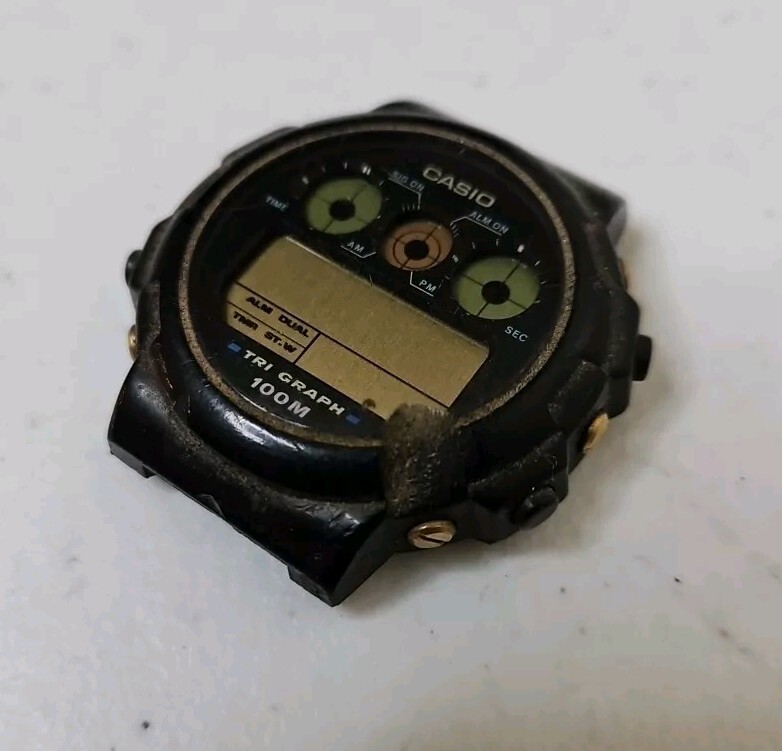 Vintage Casio Tri Graph Mens Watch 827 TGW-10 Black UNTESTED | eBay