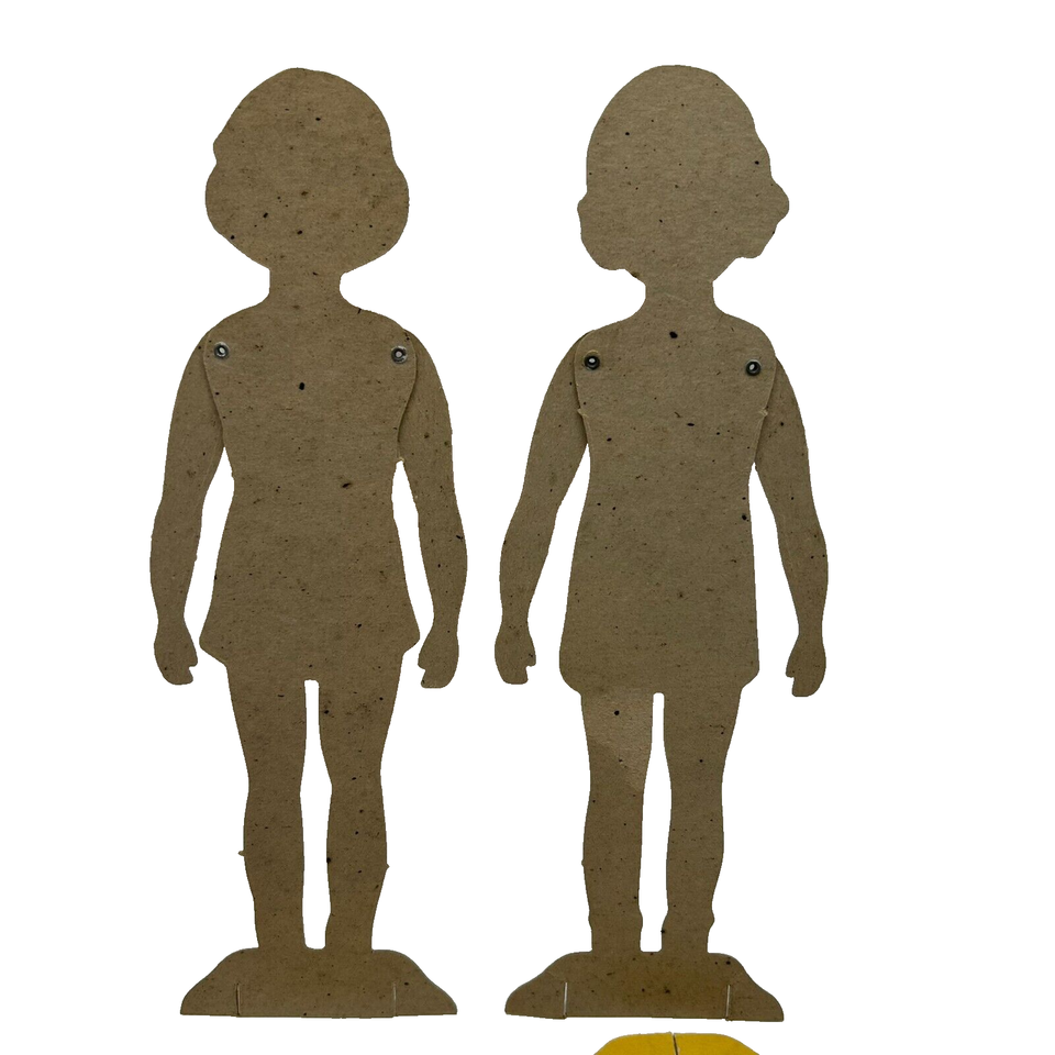 Paper Dolls Cardboard 10" Moveable Arms Slit Cut Dress Paper & Fabric ...