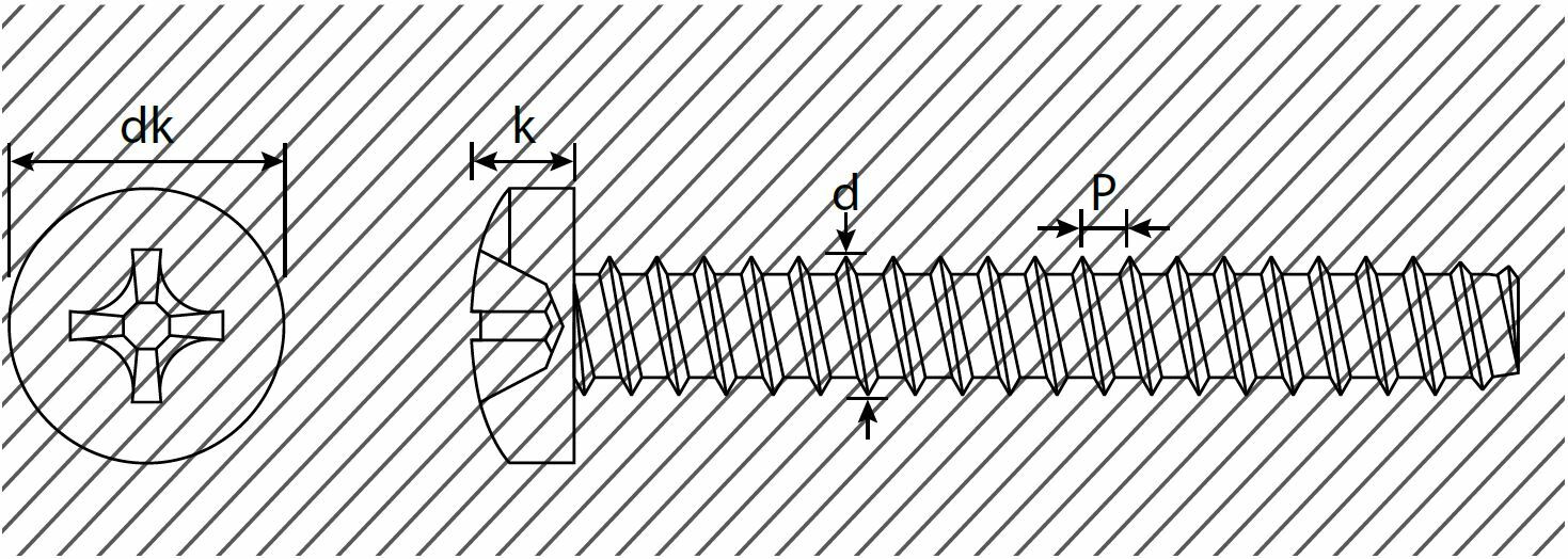 Blechschrauben Rundkopf Linsenkopf Kreuzschlitz DIN 7981 ohne Spitze Ø ...