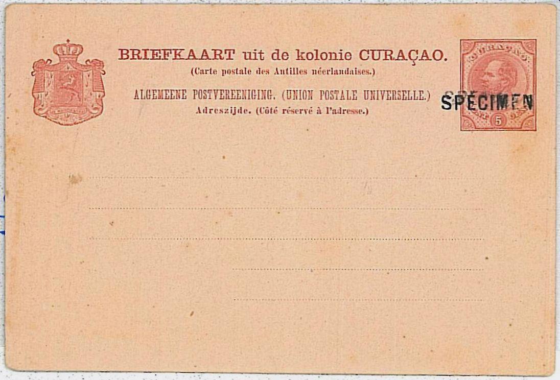 37468 - Curaçao CURACAO - Postal Stationery card overprinted SPECIMEN ...