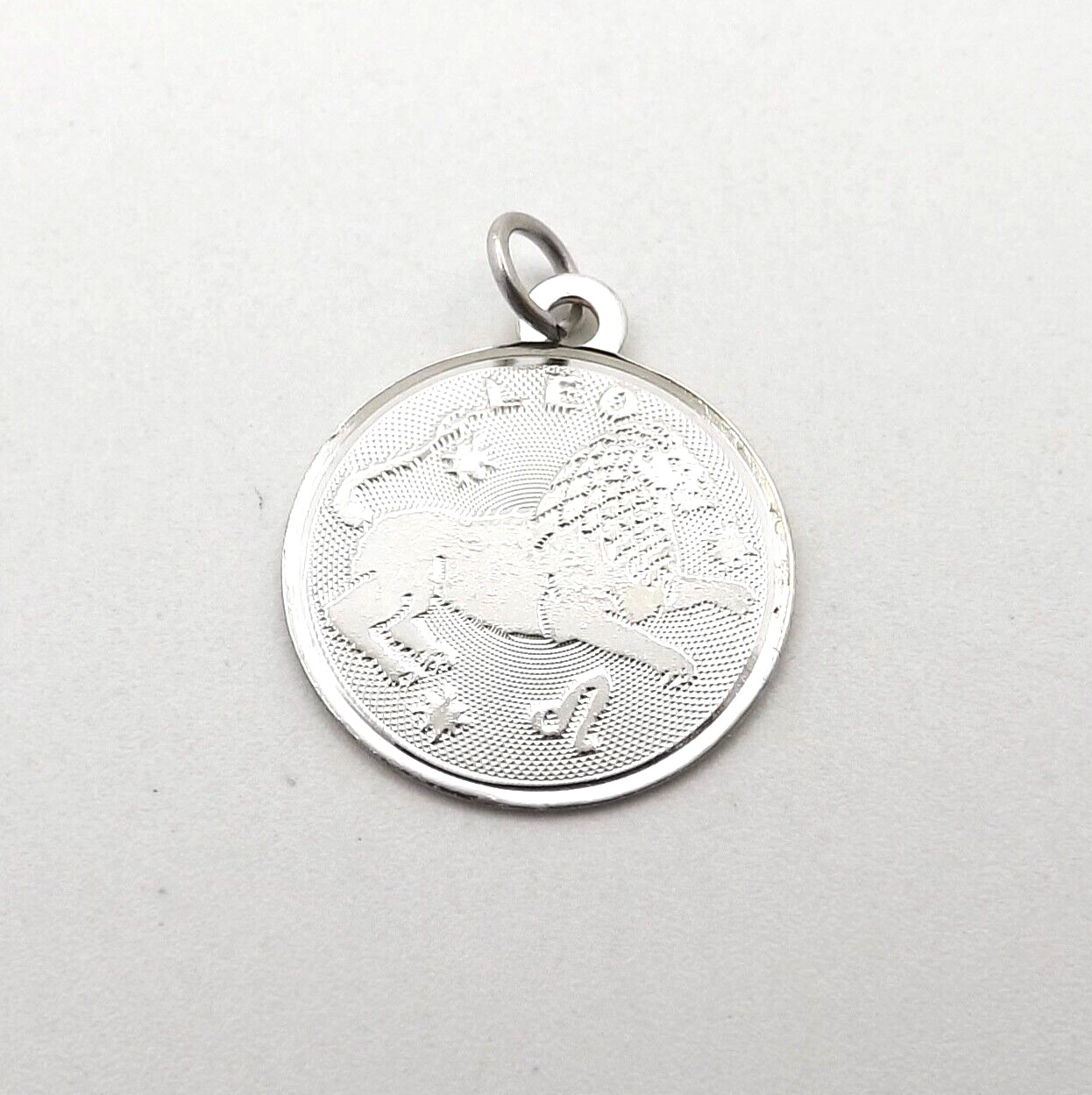 Sterling Silver Cancer Zodiac Sign Disc Charm Pendant - Gem