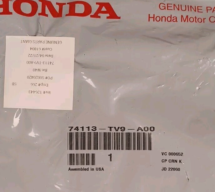 HONDA GENUINE PART OEM 74113-TV9-A00 **BRAND NEW FACTORY SEALED** | eBay