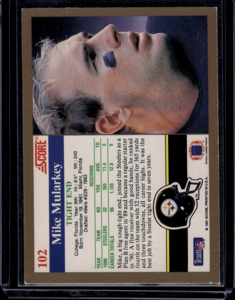 1991 Score #102 Autographed Mike Mularkey Trading Card | eBay