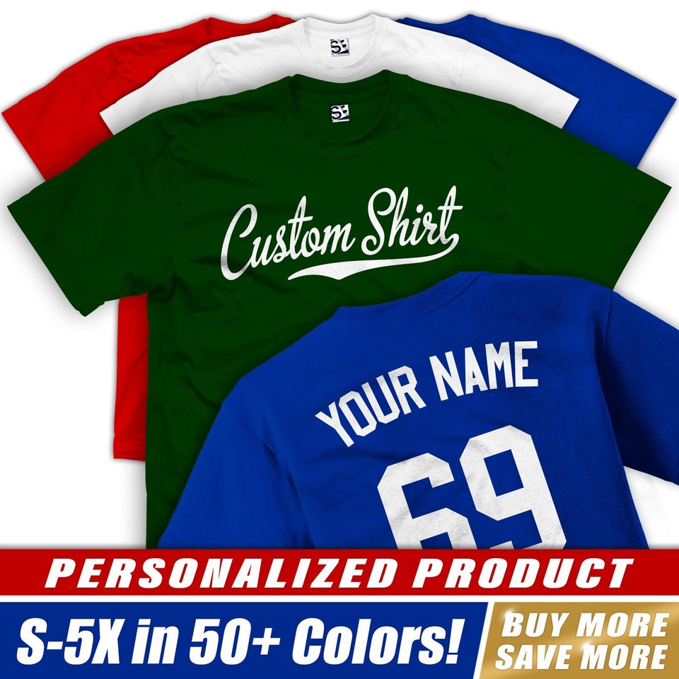 Custom Script T-Shirt Baseball Team Sports Jersey Name & Number Fan ...