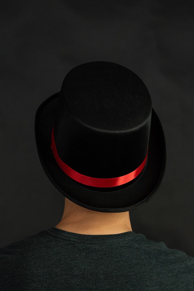 Black Top Hat With Red Band Caroler Snowman Ringmaster Mad Hatter Baron ...