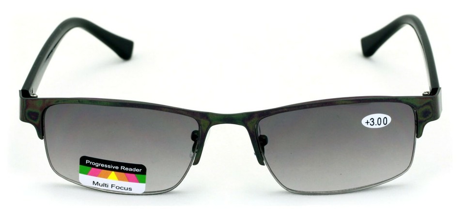Metal Rectangle Progressive No Line Reading Glasses Tri-Focal ...