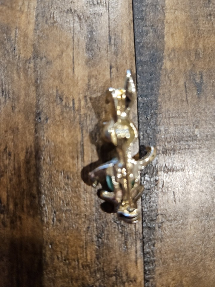 Jelly Belly Vintage Bunny Rabbit Pin Brooch Green Tummy Easter Gold ...
