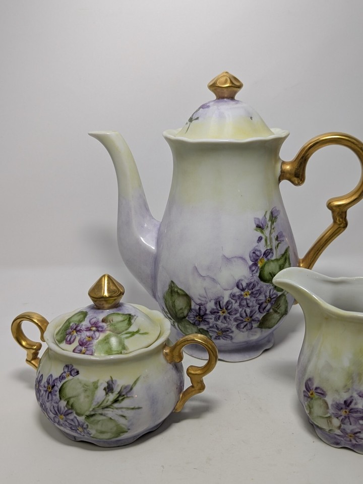 Antique Bavaria, Germany Hand Painted Teapot/Tea pot, creamer, sugar ...