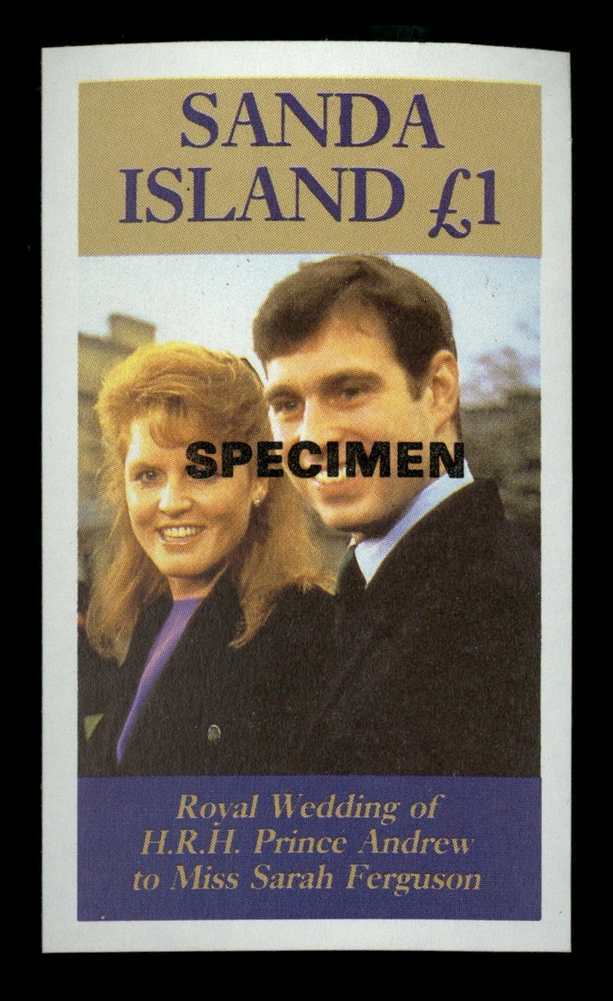 Sanda Island 1986, £1 Royal wedding Optd Specimen MNH Imperf M/S #M1100 ...