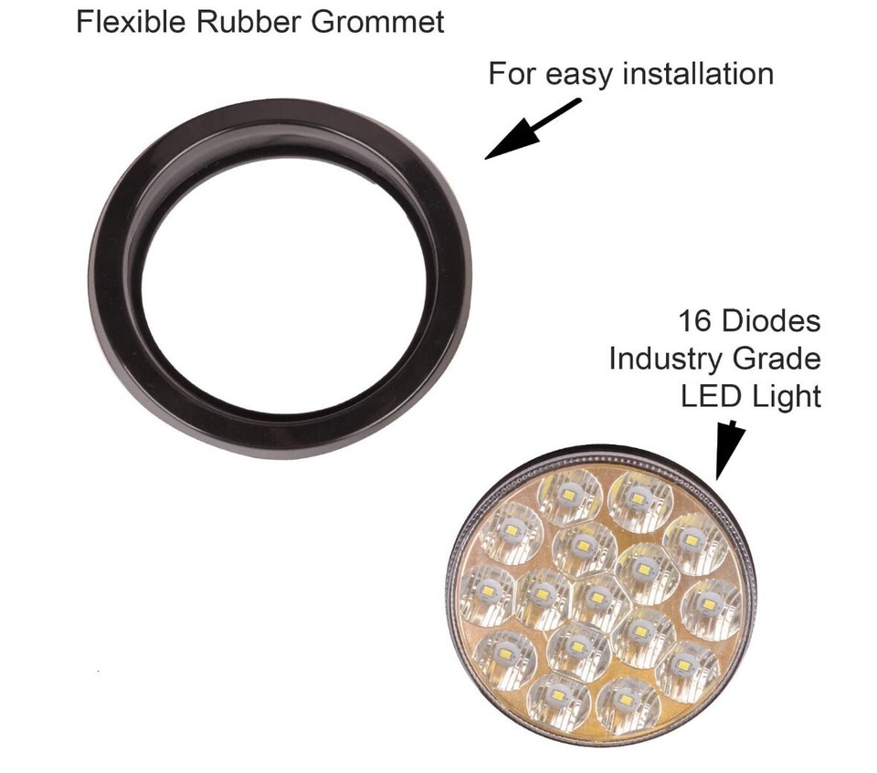 SHILIDUO 2PCS 12V Round 16 LED 5" White Trailer Backup / Spot Lights ...