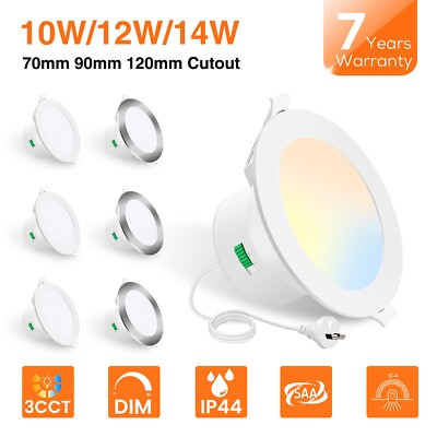 LED Downlight 70mm 90mm 120mm Cutout Dimmable CCT Ceiling Light With AU ...
