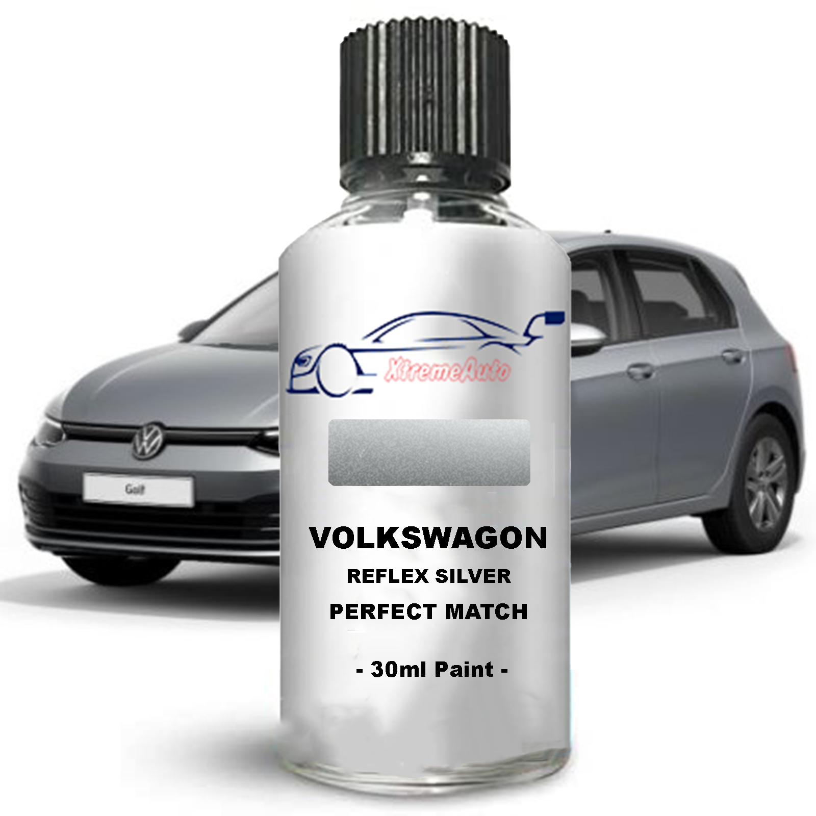 VW REFLEX SILVER LA7W TOUCH UP KIT BOTTLE BRUSH REPAIR PAINT CHIP ...