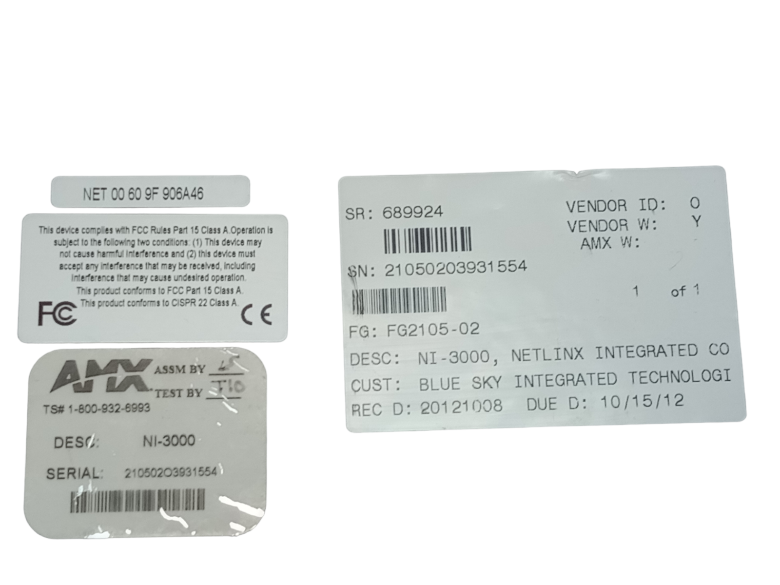 Ni-3000 AMX NetLinx Integrated Controller No Power Supply for sale ...