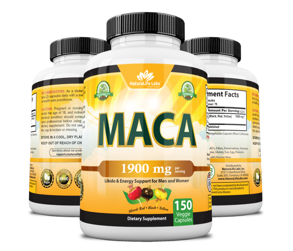 Organic Maca 1900 MG per serving 150 vegan capsules Peruvian Maca Root ...