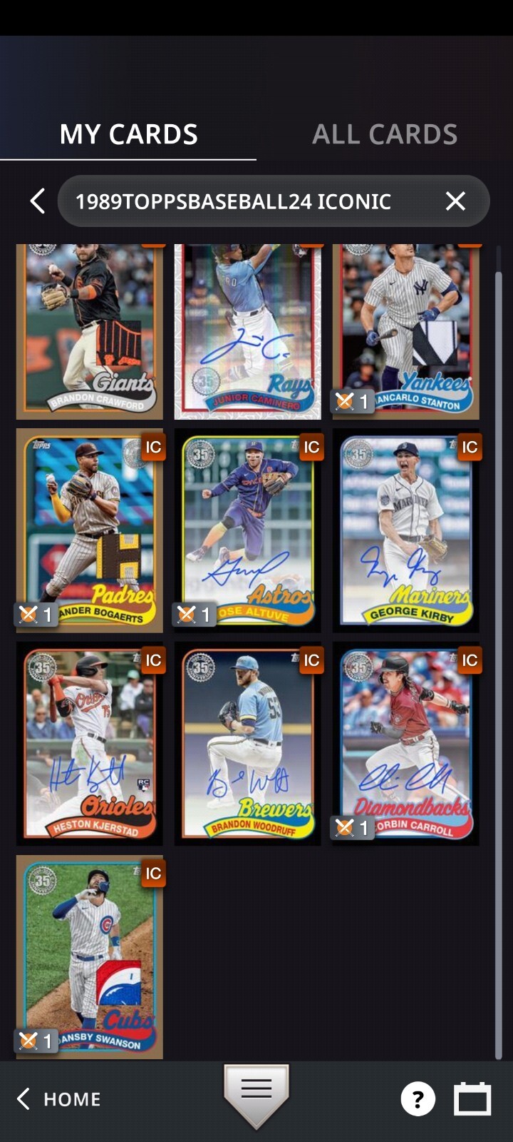 2024 TOPPS BUNT **DIGITAL ** 1989 SERIES ICONIC GOLD RELIC & BLACK ...