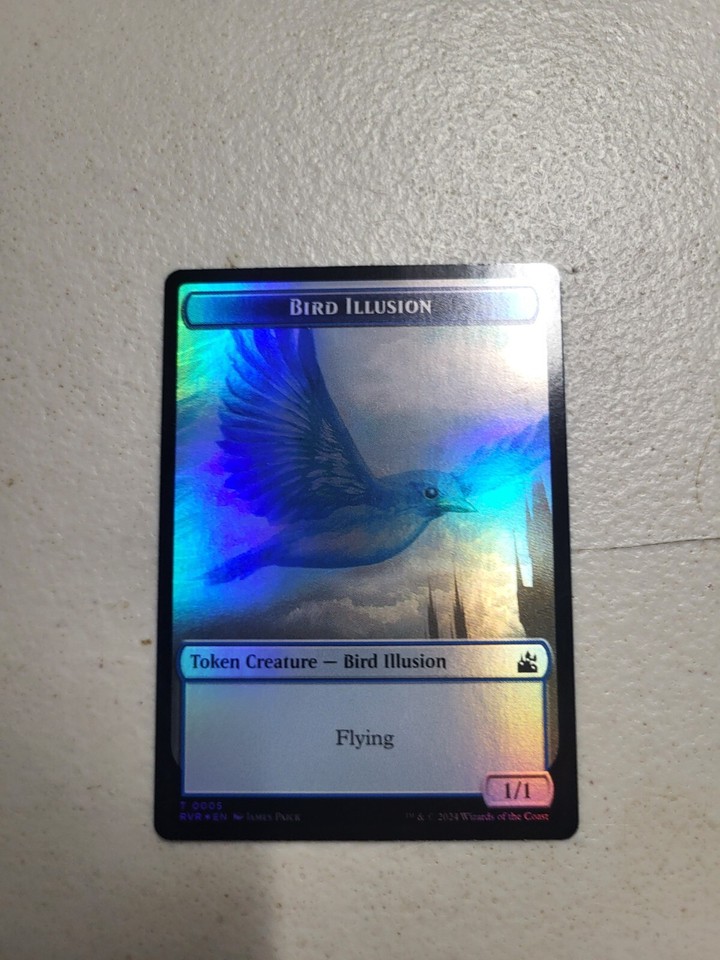 FOIL - MTG Elf Knight Bird Illusion Double-Sided Token - Ravnica ...