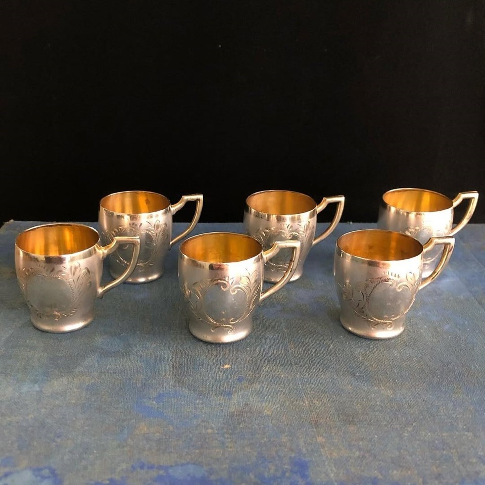Antique Cups Sterling Silver 800 Signed Ntive Box Germany Gilding ...
