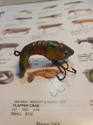 Vintage Wright &McGill Flapper Crab Extremely Rare 1932 2" Fishing Lure ...