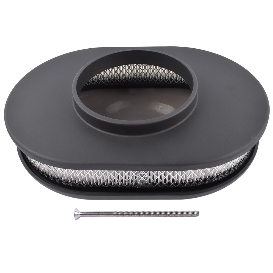 Black Cast Aluminum Half Finned 12″ Air Cleaner Assembly for Chevy ...