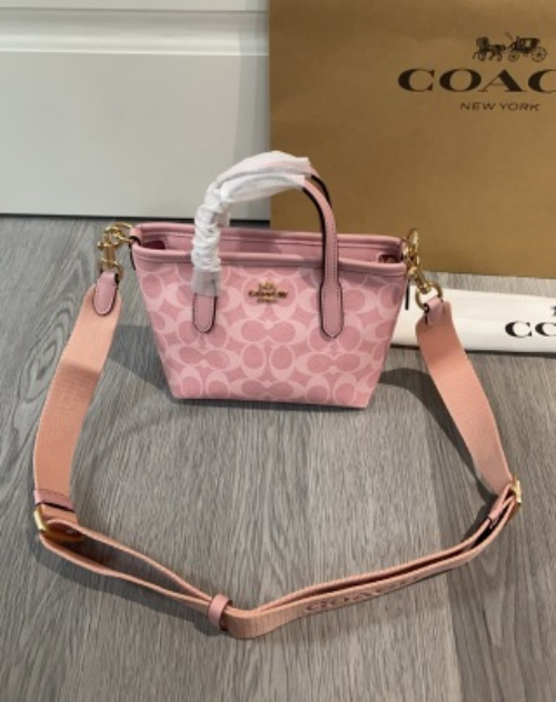 COACH CW032 City Mini Tote Bag in Signature Canvas [Gold/Powder Pink ...