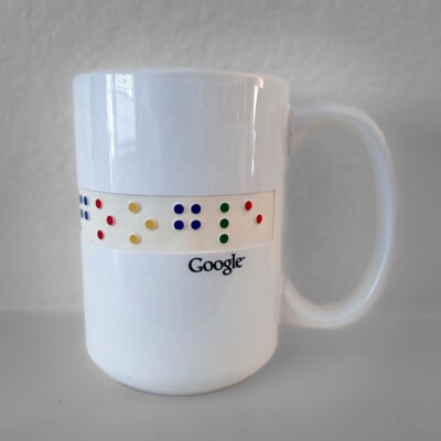 Google Rare Coffee Mug, Braille "Goggle" colors writting | eBay