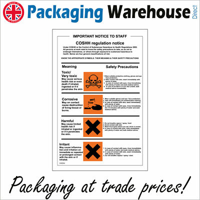 HA094 COSHH SIGN SUBSTANCES HAZARDOUS WASTE HEALTH SAFETY REGULATION ...