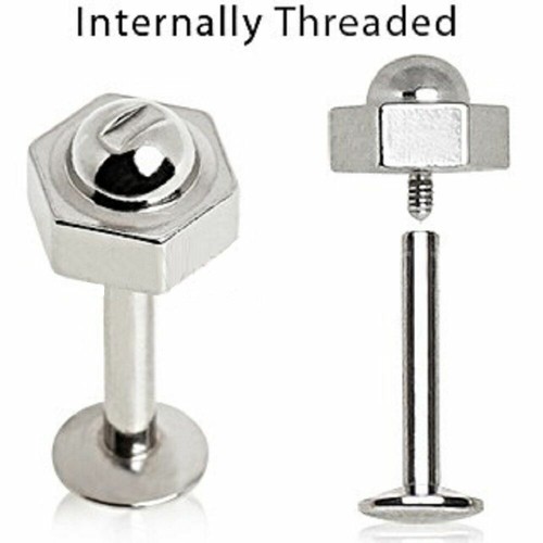 ''Screw-Bolt Nut'' Top Labret Monroe body jewelry piercing liP CHIN ...